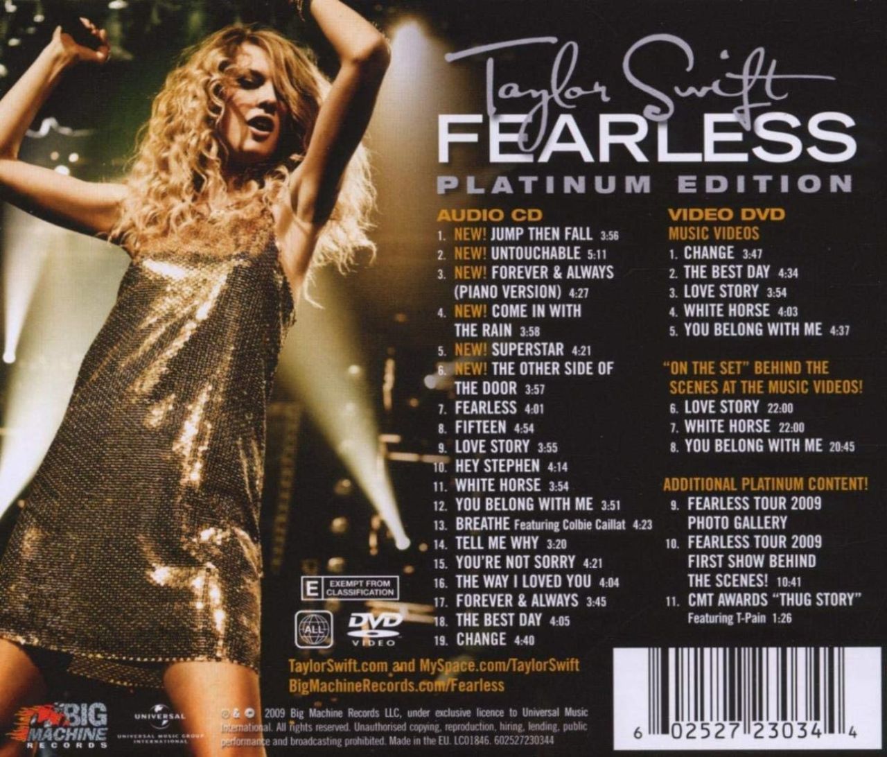TAYLOR SWIFT - FEARLESS (PLATINUM EDITION) (CD+DVD)