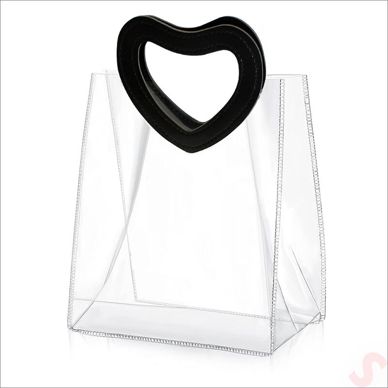 Siyah Deri Kalp Saplı Şeffaf PVC Çanta, 28x25x14cm - 1 Adet I Uygun ...