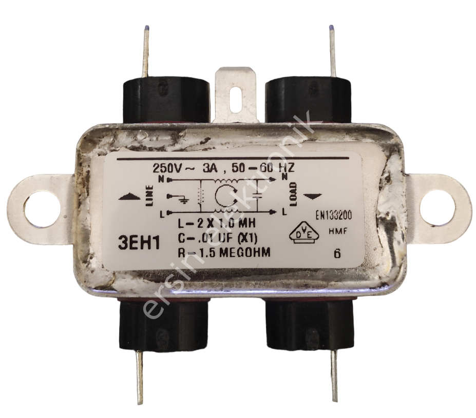 (3A) EMİ FİLTER 3EH1 3A 250V F7645 Power Line Filter Orjinal (CORCOM ...