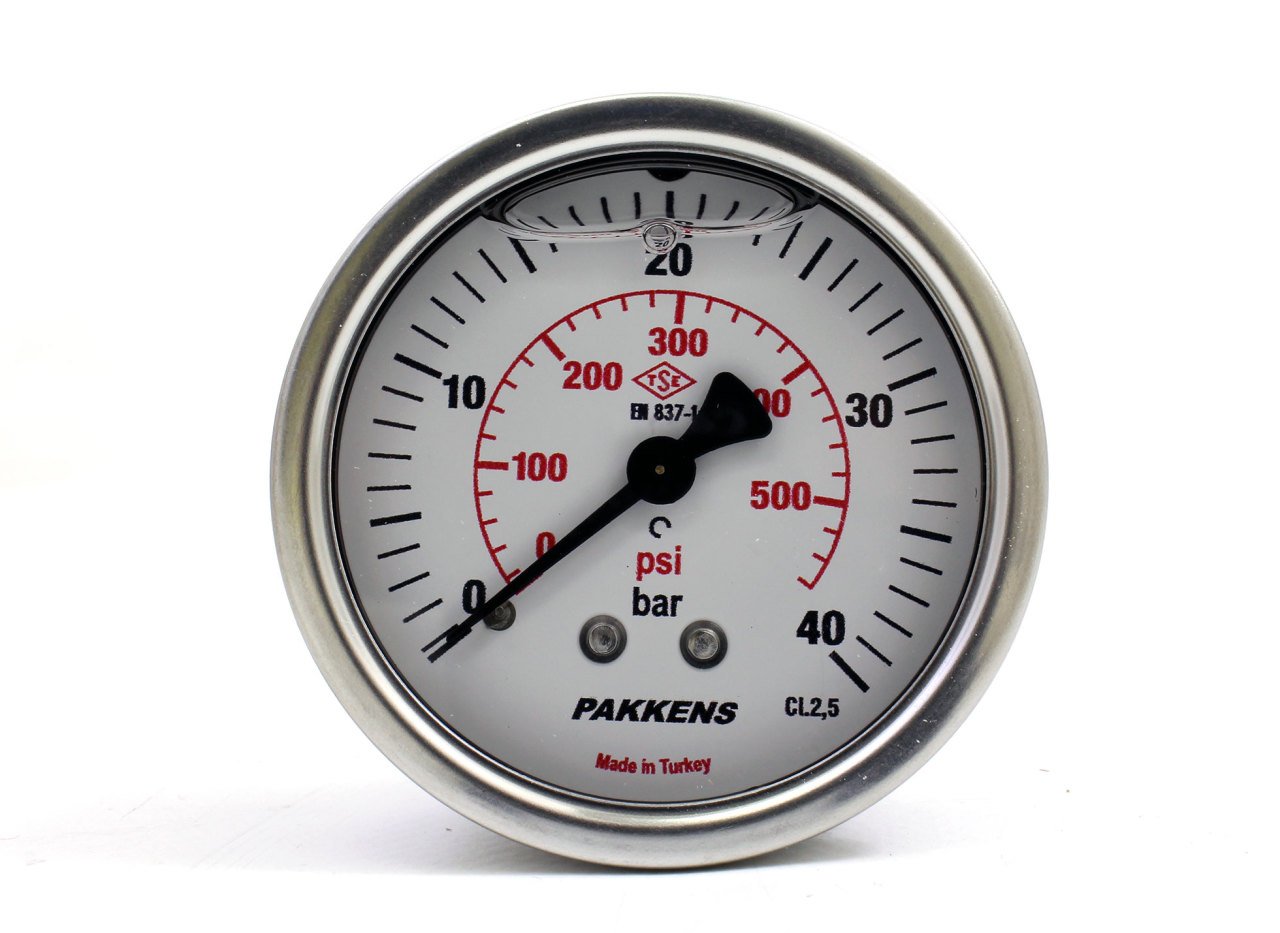Pakkens 0-40 Bar 100 mm Arka. Gliserinli Manometre