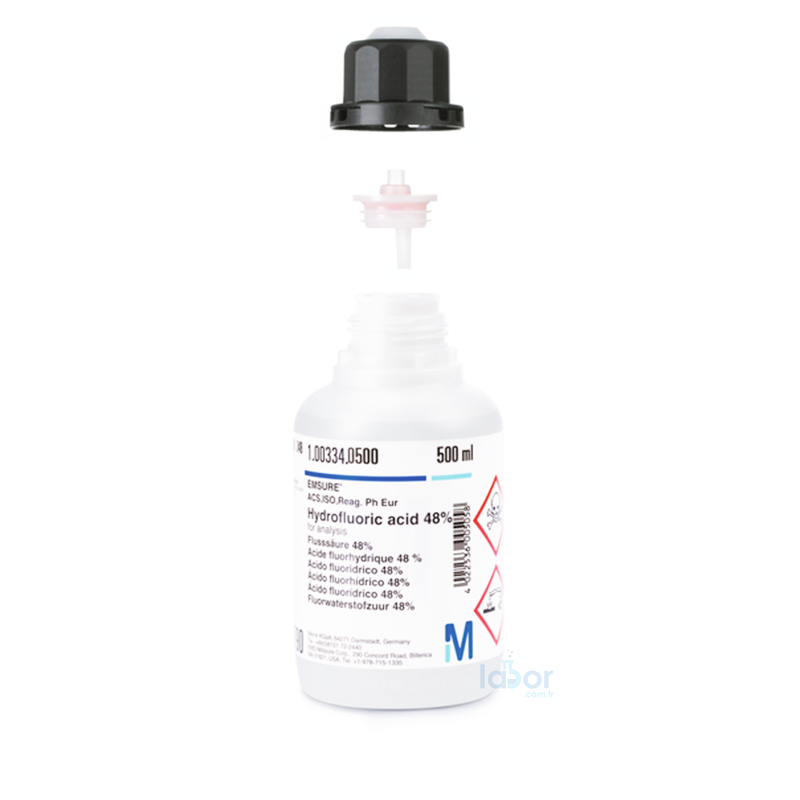 Merck 100334 Hydrofluoric Acid 48% for analysis EMSURE® ACS, ISO Reag. pH Eur 500 mL