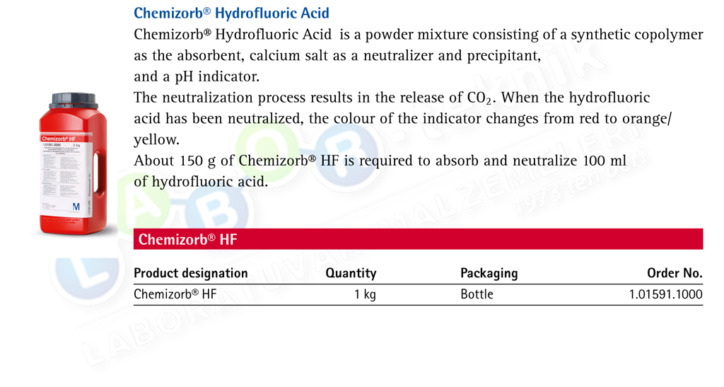 MERCK 101591 Chemizorb® HF Dökülen Hidroflorik asit için Absorbent ve ...
