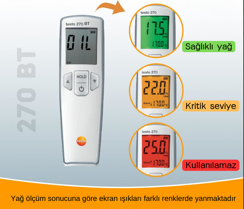 Testo 270 BT Kızartma Yağı Ölçüm Cihazı %0.5... %40.0 TPM / -40… +200 °C