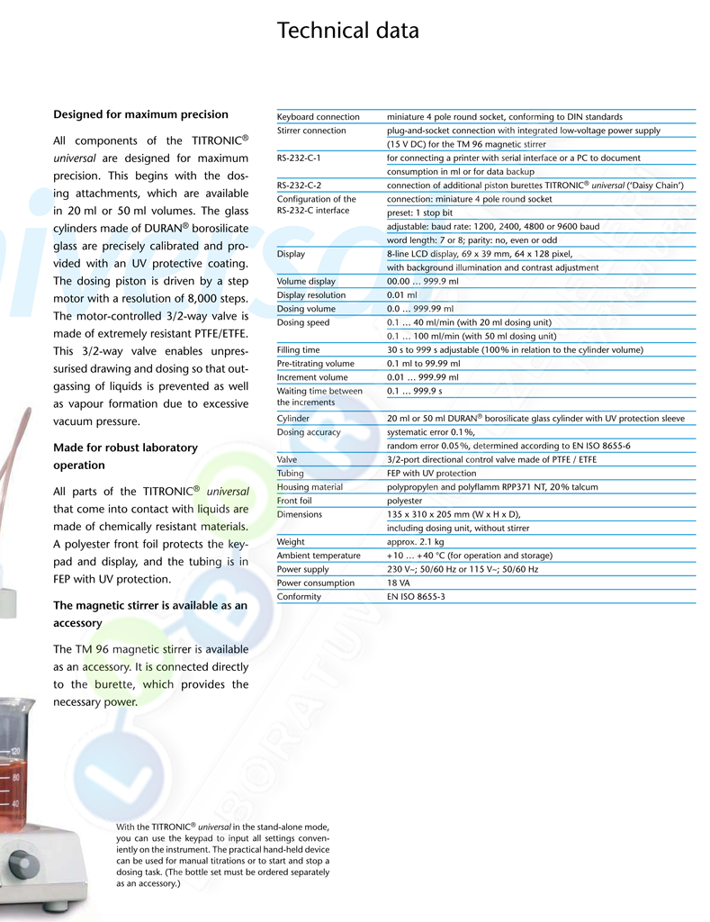 SCHOTT TITRONIC® universal M1/20 TİTRATÖR