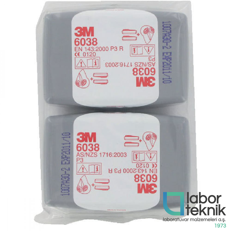 3M™ 6038 Partikül Filtresi (Bayonet Bağlantılı, P3 R Filtreli) - (1 çift)