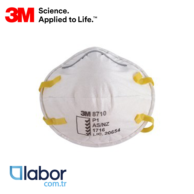 3M™ 8710 Ventilsiz Tek Kullanımlık Buğu ve Toz Koruyucu Maske AS/NZ - Valfsiz - P1 Filtreli - 1 Adet