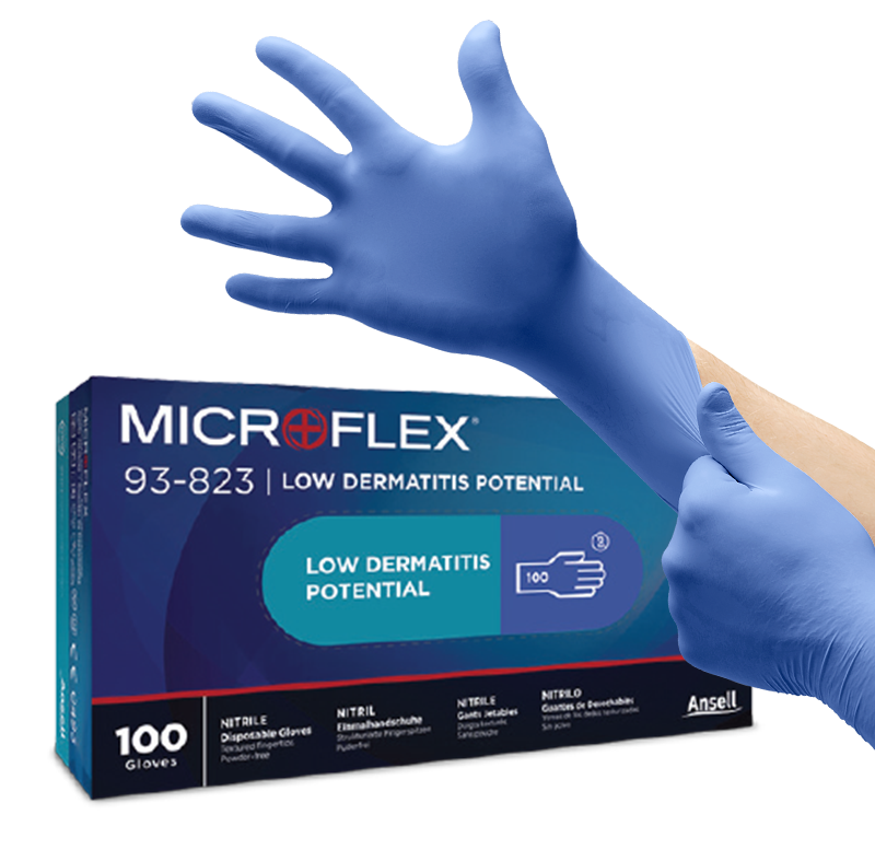 Ansell MICROFLEX® 93-823 Hassas Ciltler için Nitril Eldiven L