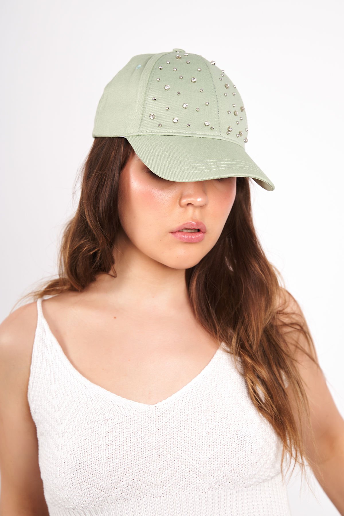 Mint Taşlı Cap Şapka - Kapin