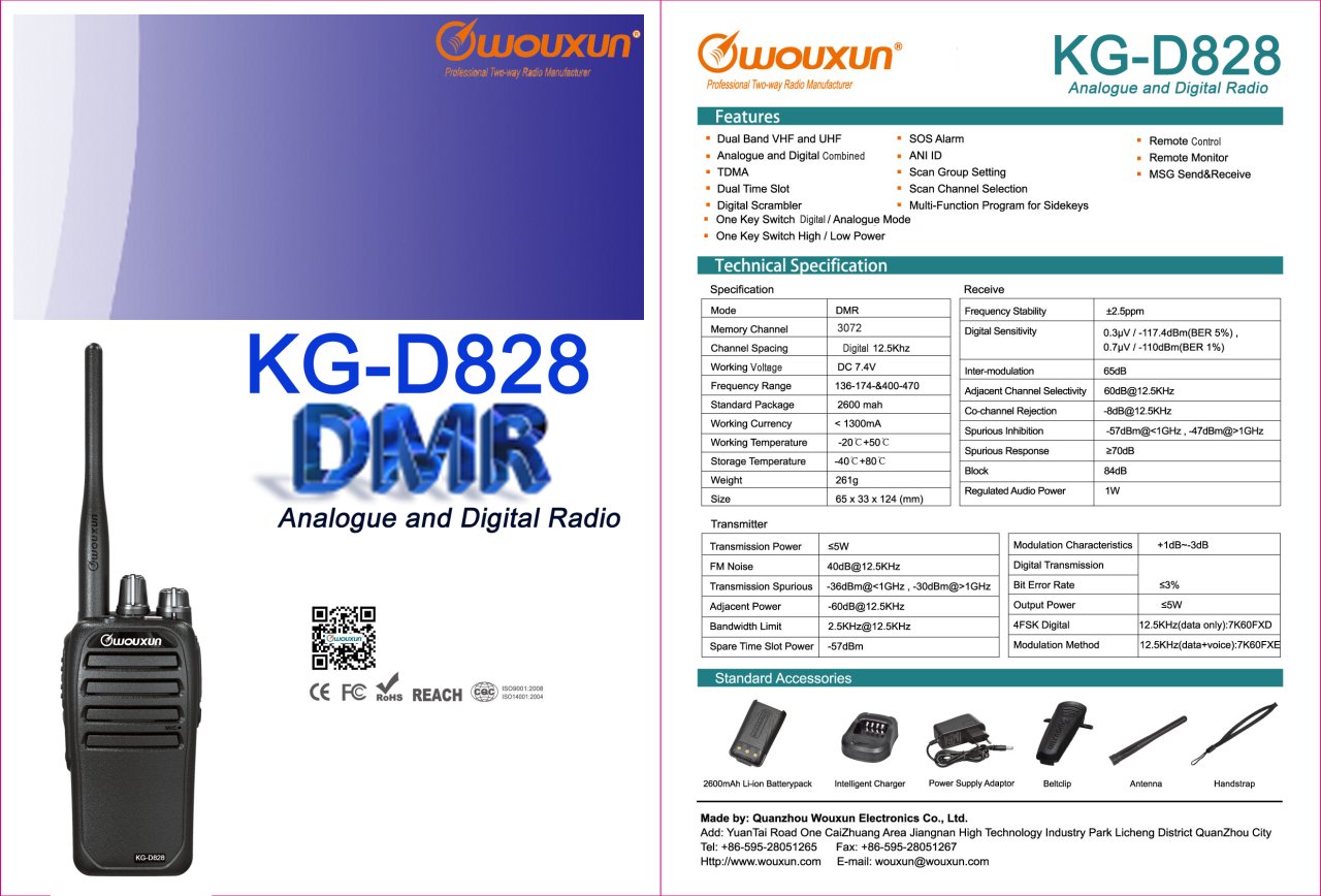 Wouxun KG-D 828 Dijital Lisanslı El Telsizi