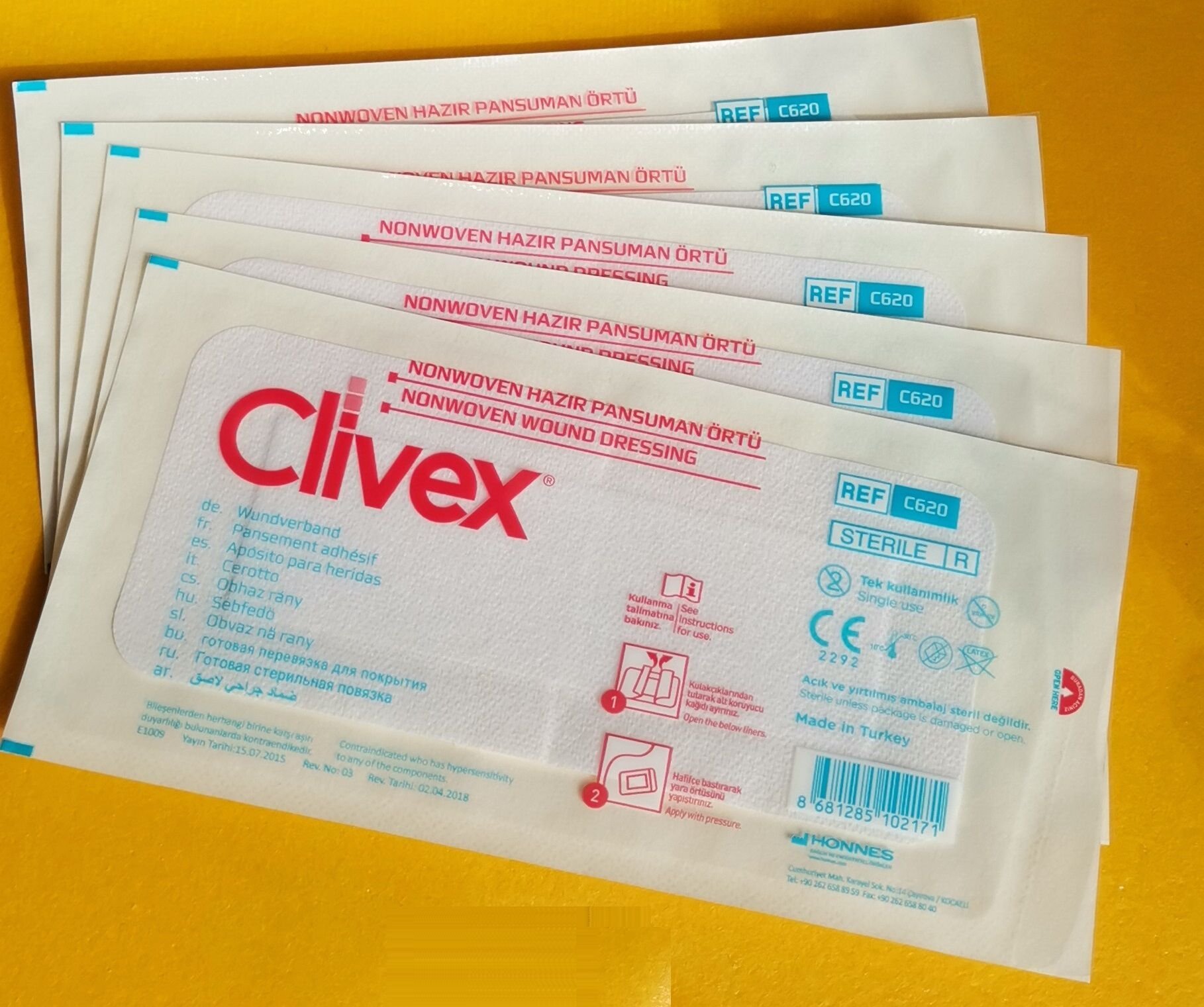 Clivex 9 x 20 cm Steril Hazır Pansuman Yara Örtüsü 5 Adet Non-woven ...