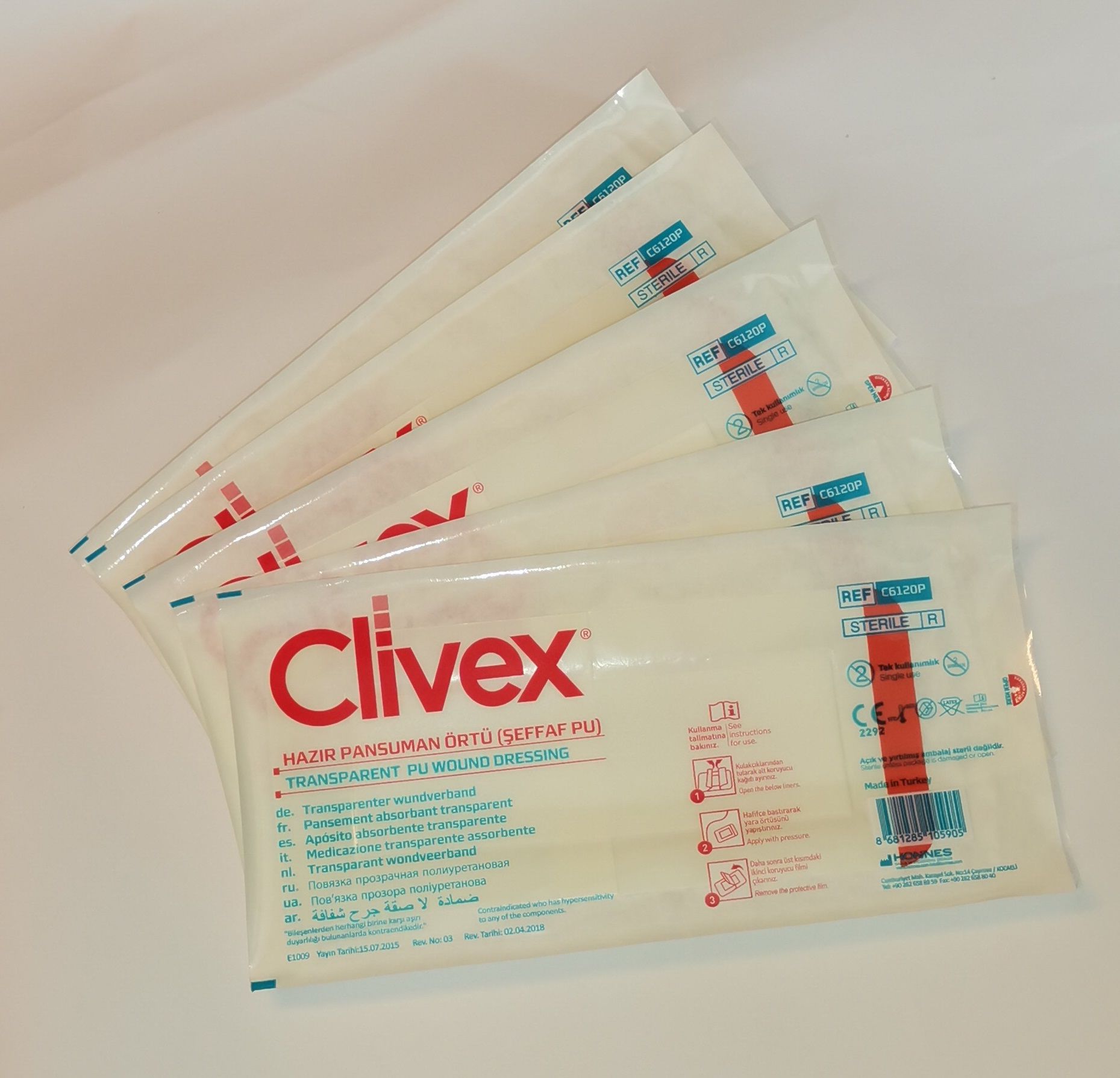 Clivex 9 x 20 cm Steril Hazır Pansuman Yara Örtüsü 5 adet PU Su ...