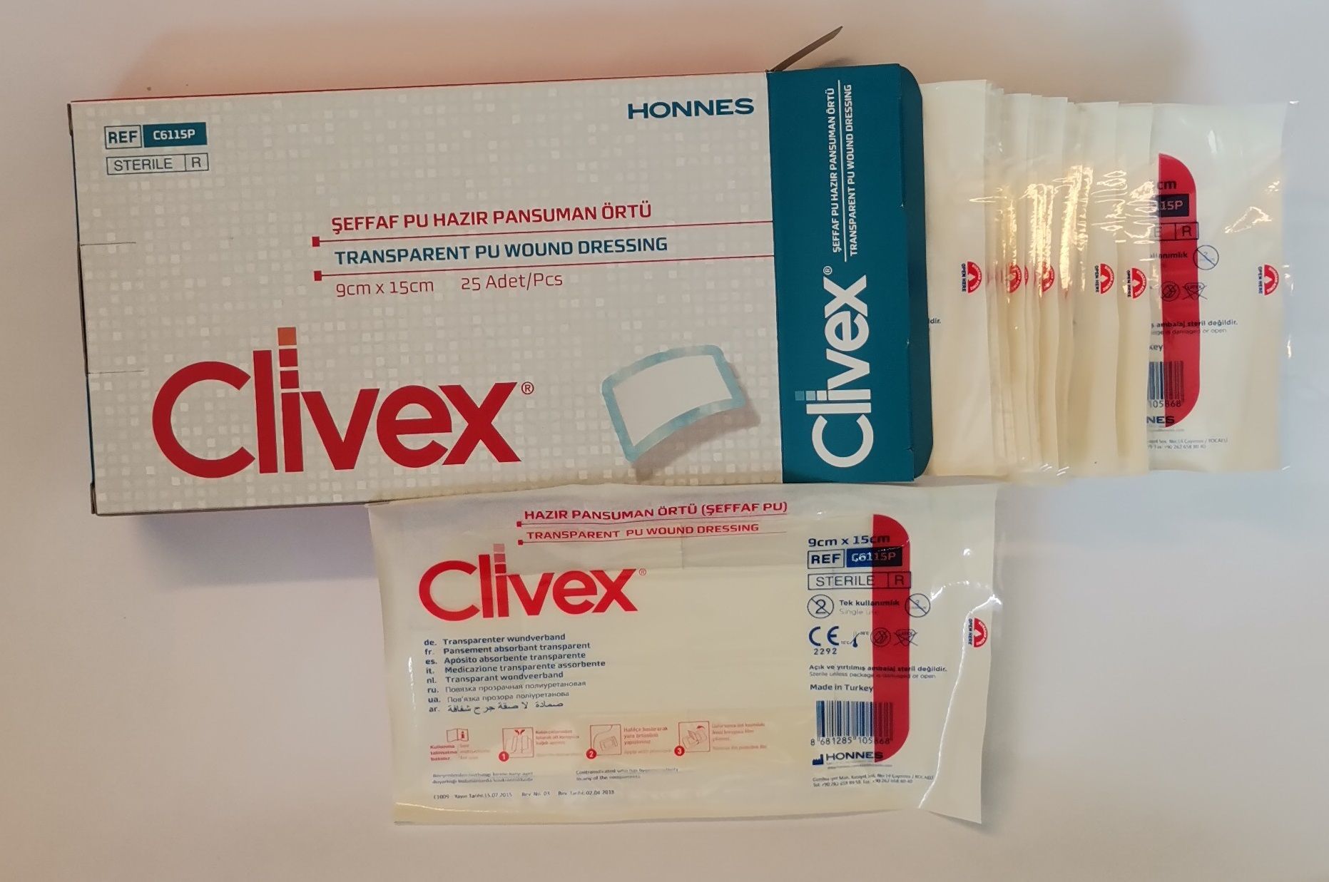 Clivex 9 x 15 cm Steril Hazır Pansuman Yara Örtüsü 25 Adet PU Su ...