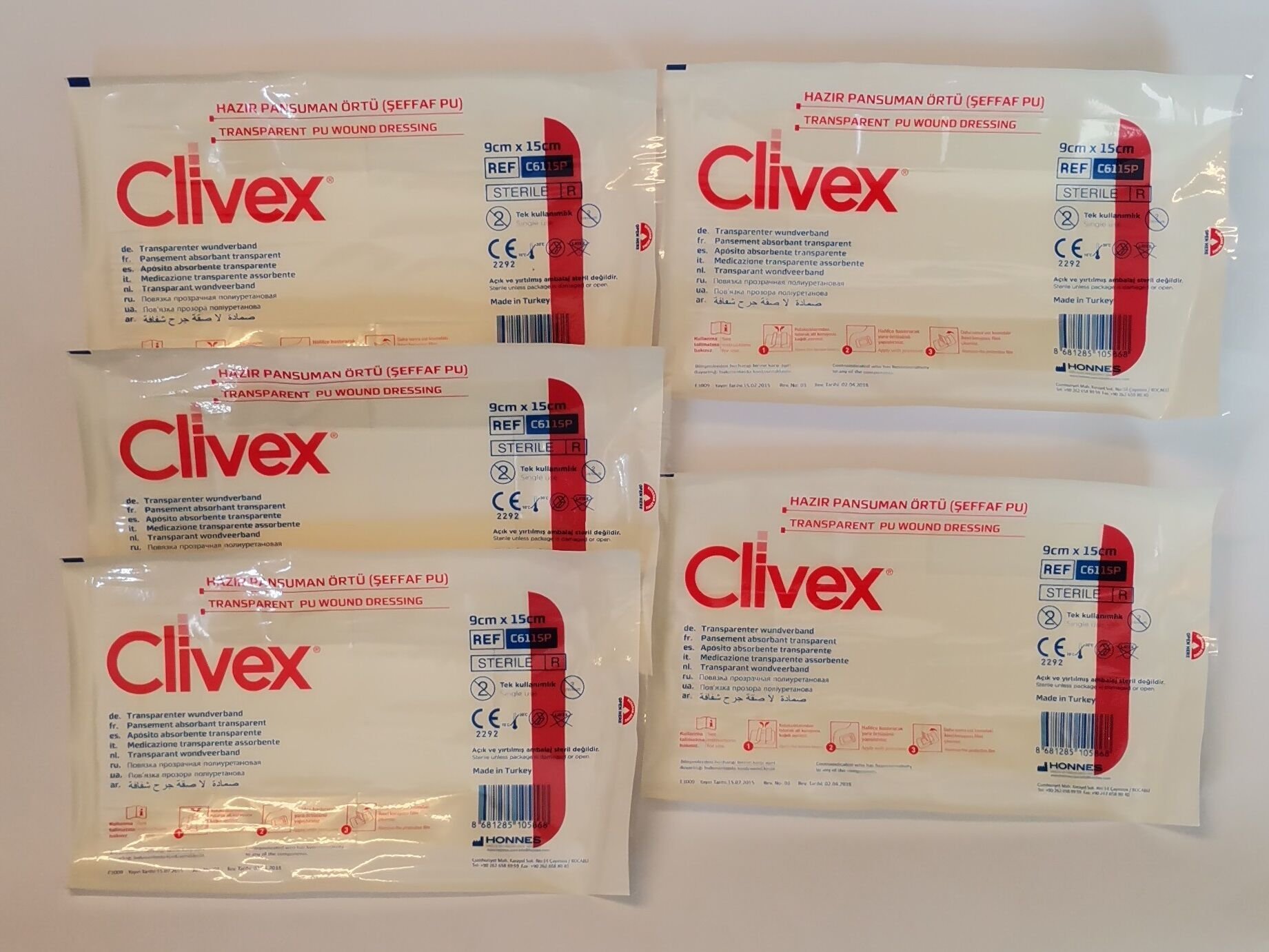 Clivex 9 x 15 cm Steril Hazır Pansuman Yara Örtüsü 5 adet PU Su ...