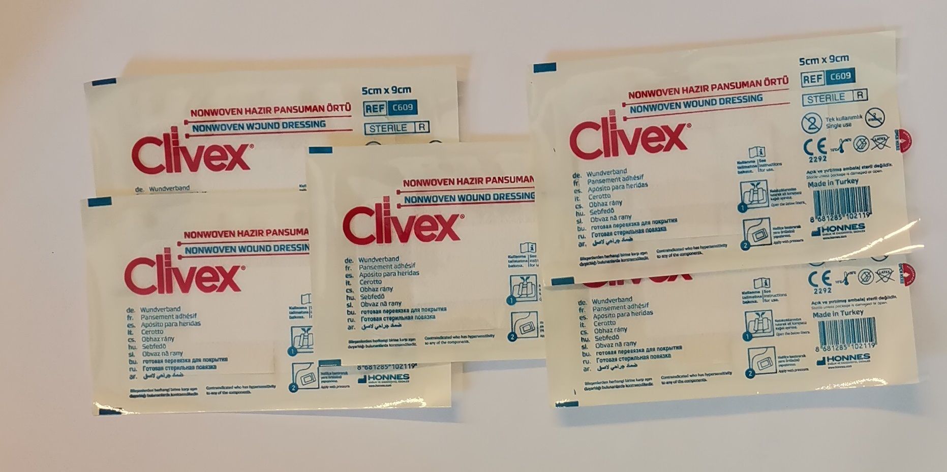 Clivex 9 x 5 cm Steril Hazır Pansuman Yara Örtüsü 5 Adet Non-woven ...