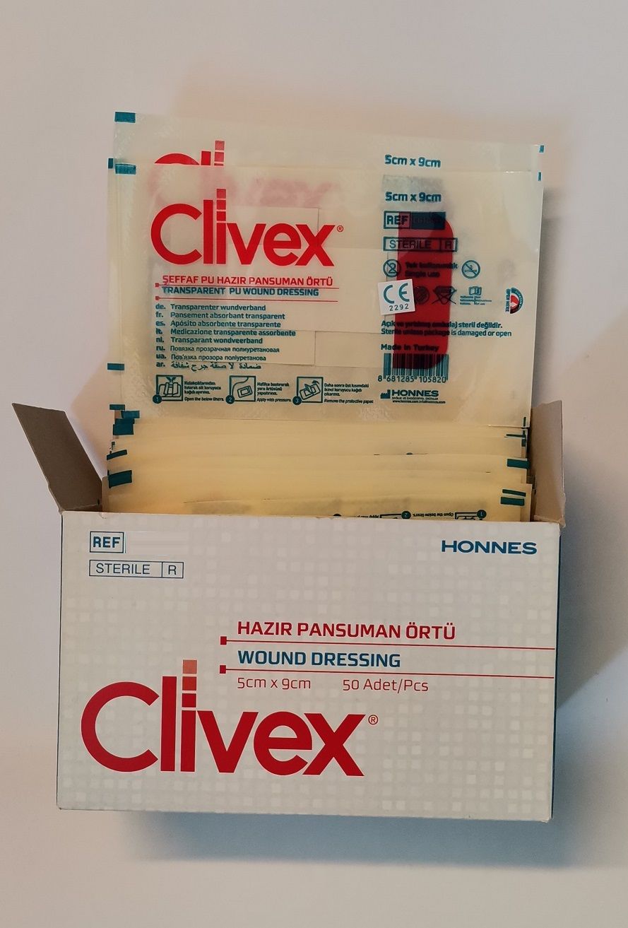 Clivex 9 x 5 cm Steril Hazır Pansuman Yara Örtüsü 50 Adet PU Su ...