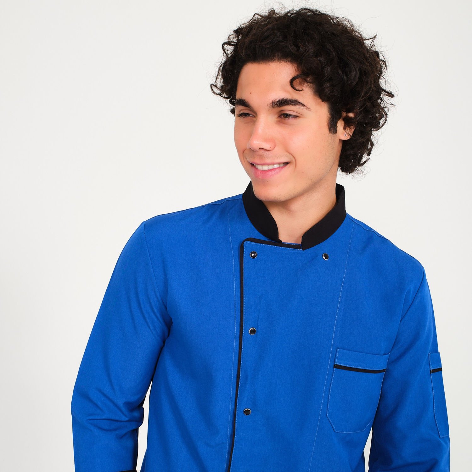Saks Mavi Hakim Yaka Aşçı Ceketi | Giynik.com Saks Mavi Hakim Yaka Aşçı Ceketi | Giynik.com