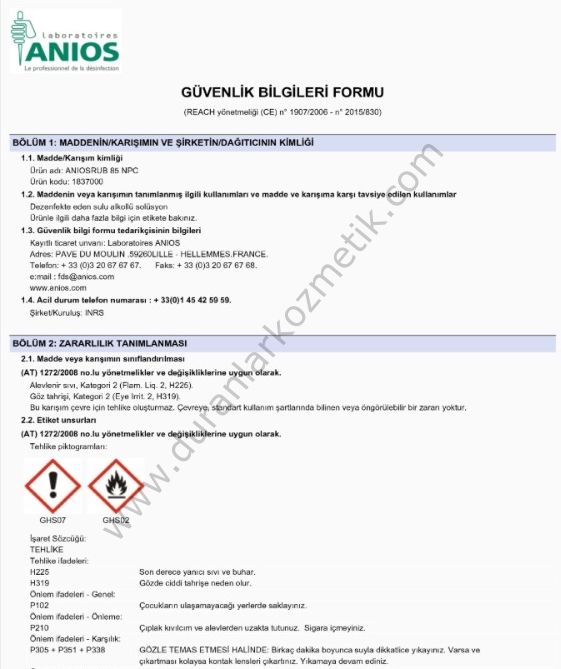 Dentasept aniosrub 85NPC Hidroalkolik el - vücut antiseptiği 1000 ml