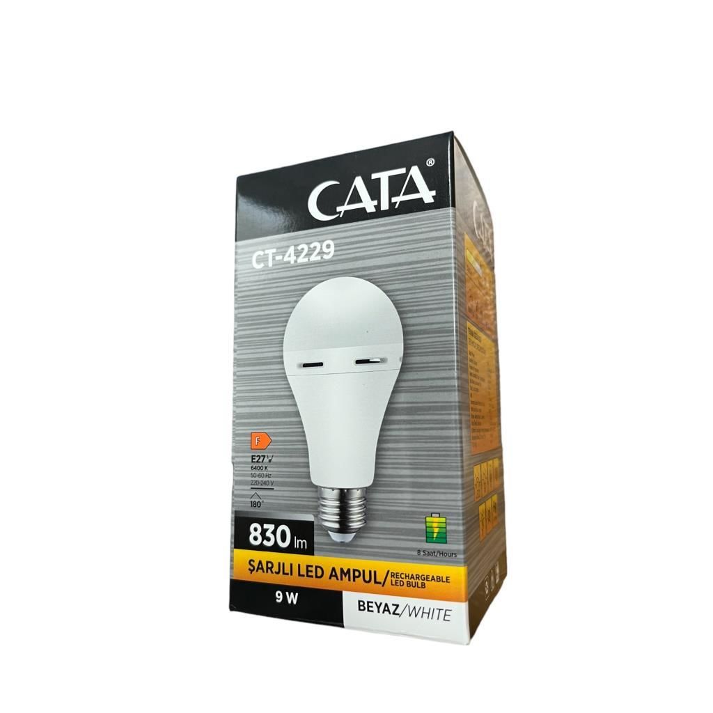 Cata 9 Watt Şarjlı Led Ampul Beyaz Işık E-27 Duylu Cata 9 Watt E-27 ...