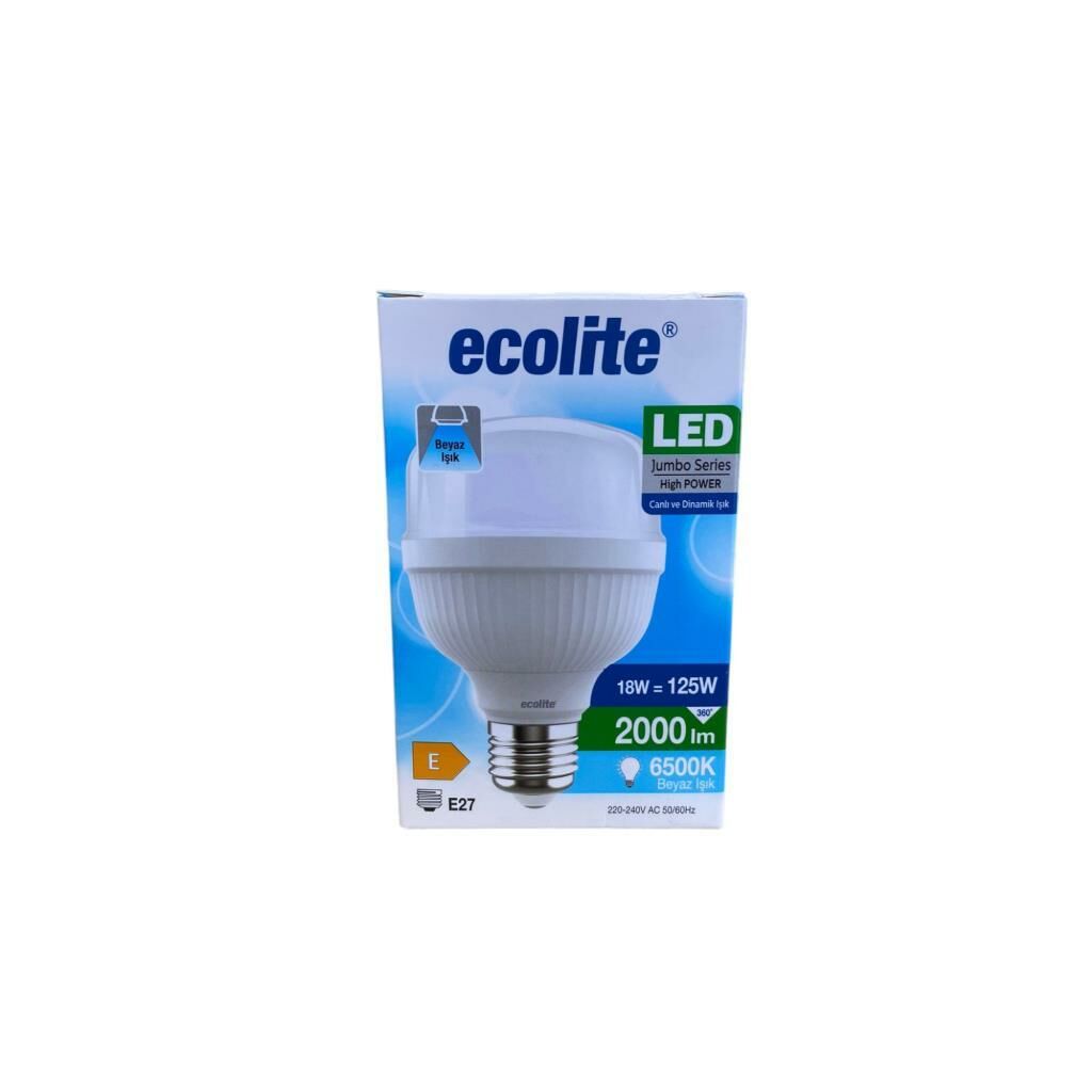 Ecolite 18W (125W) Jumbo LED Ampul 6500K Beyaz Işık E27 Duylu Ecolite ...