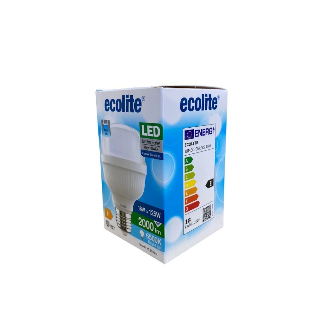 Ecolite 18W (125W) Jumbo LED Ampul 6500K Beyaz Işık E27 Duylu Ecolite ...