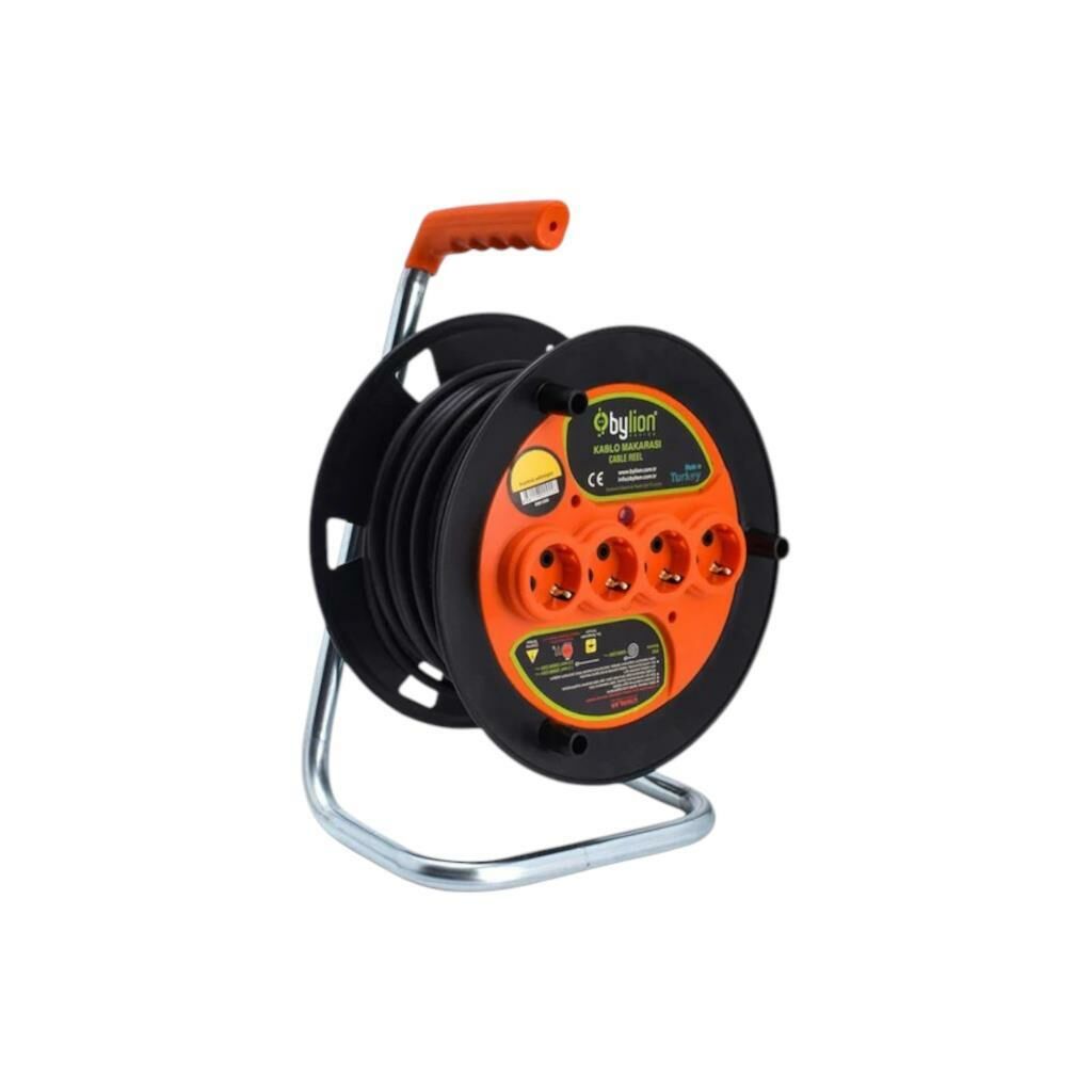 Bylion 20 Metre Makaralı Seyyar Uzatma Kablosu Plastik 3x2.5mm Kablolu PMK-20325-F Bylion 20 ...