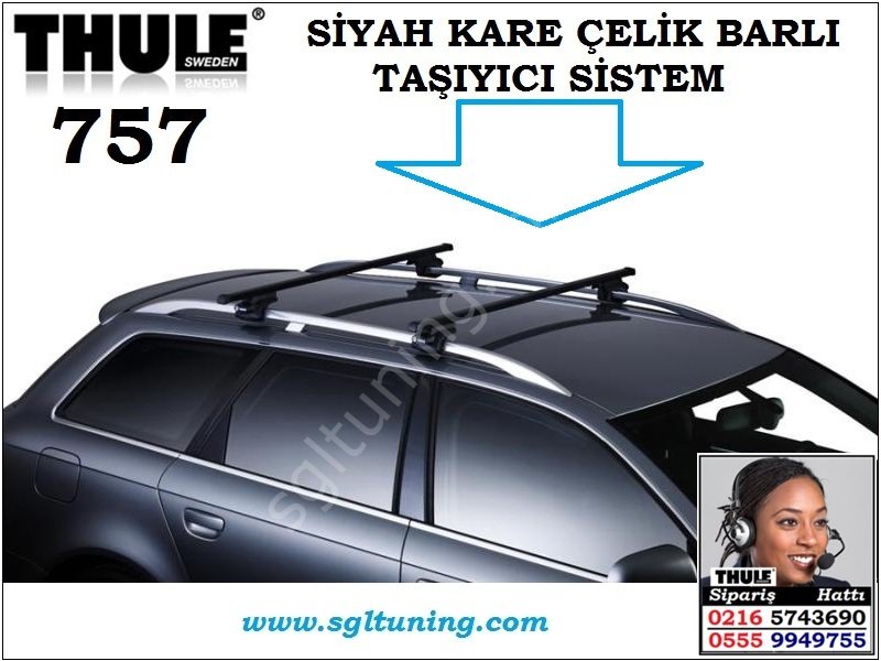 THULE RAPID SYSTEM 757-7104 (SİYAH KARE ÇELİK BARLI) TAŞIYICI SİSTEM