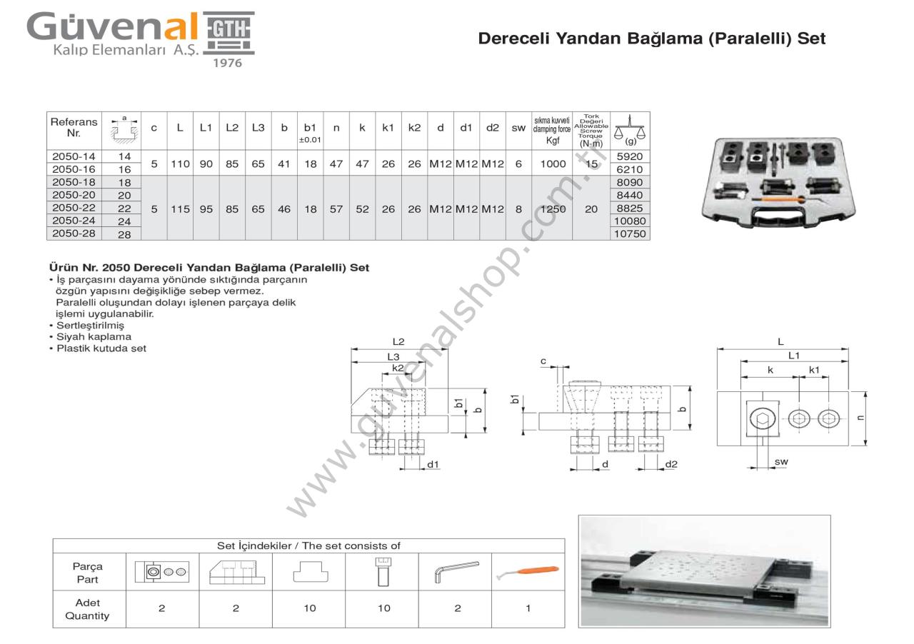 2050 Dereceli Yandan Bağlama (Paralelli) Set 205028 | Güvenalshop