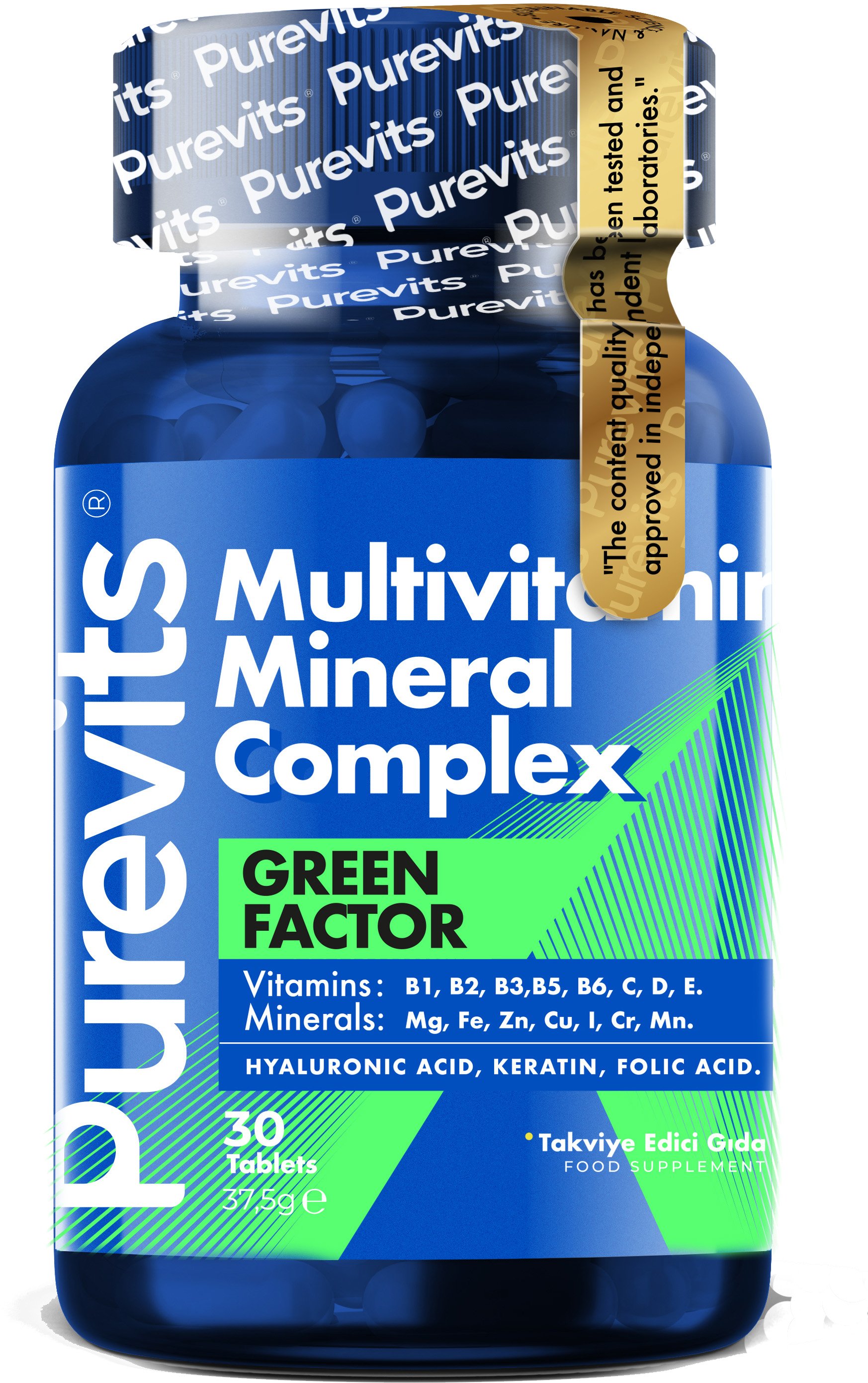 PUREVITS Green Factor Multivitamin&Mineral Complex 1250mg 30Tablet ...