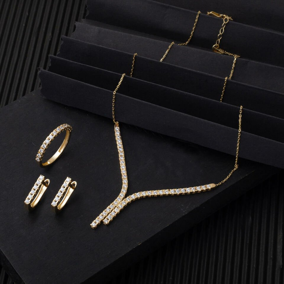 Su Yolu Sarkıt 14 Ayar Altın Nişan Seti ｜ Bilezikci Hanımeli Altın ...