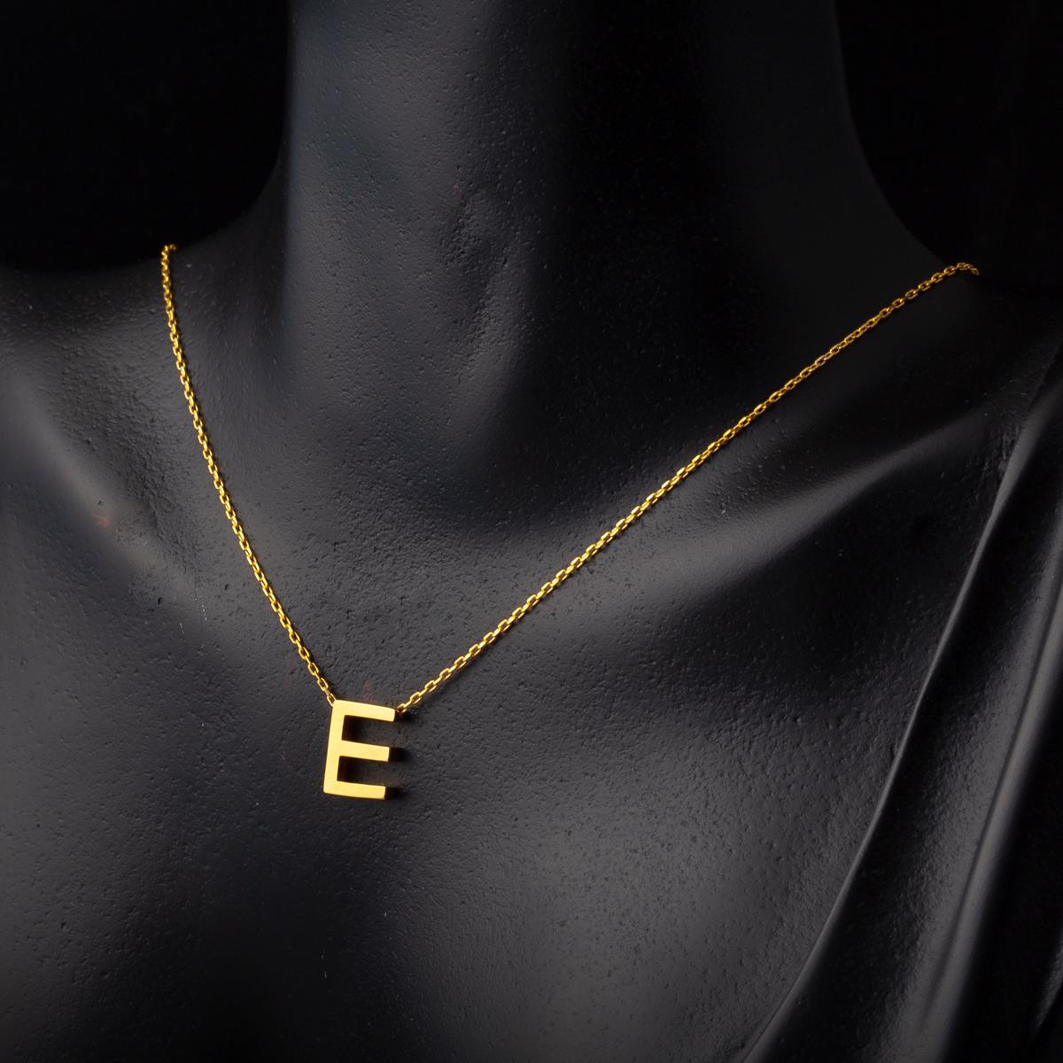 22 Ayar E Harfi Altın Kolye ｜ Bilezikci 22 Ayar Harf Kolye