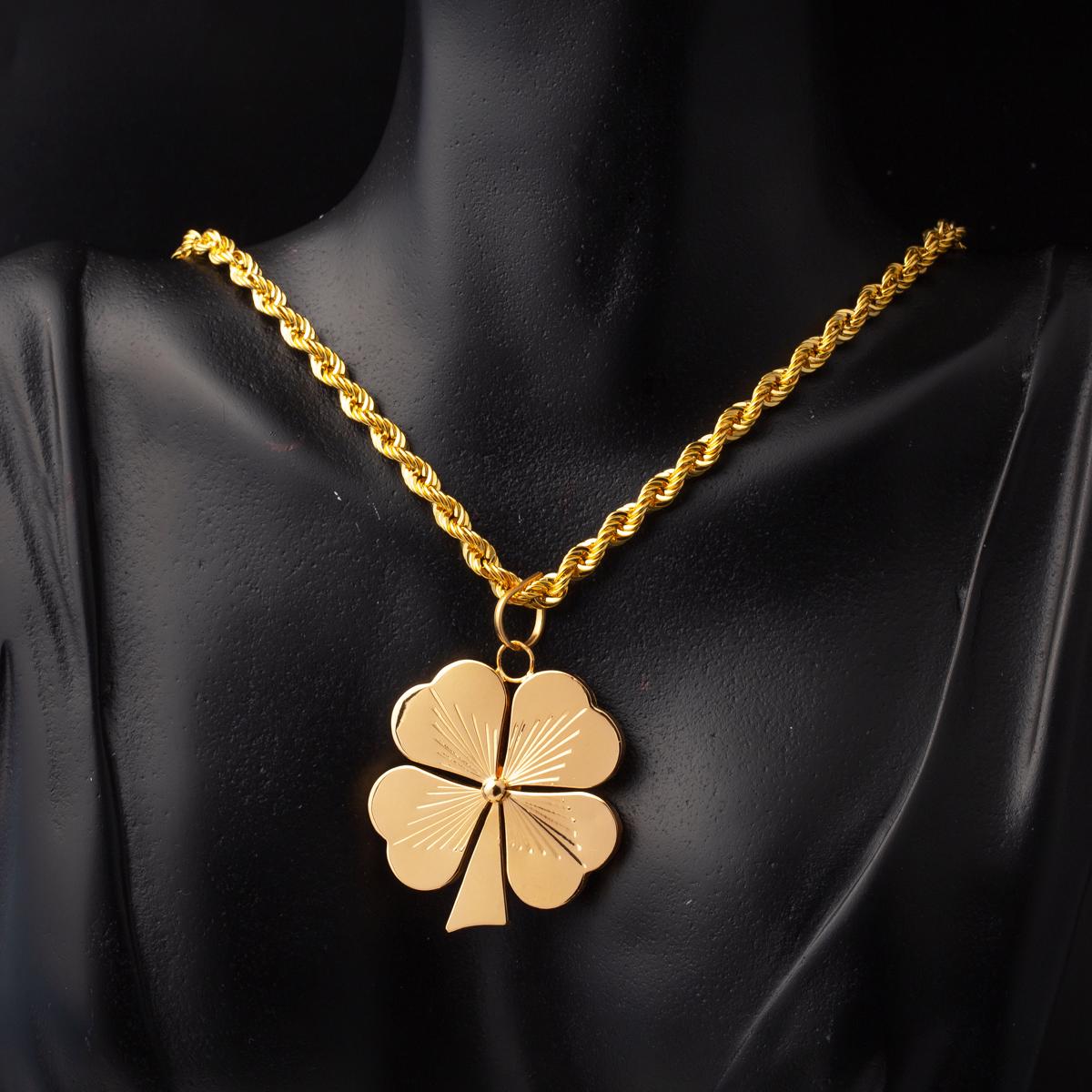 22 Ayar Altın 4 cm. Yonca Kolye ｜ Bilezikci Yonca Kolye