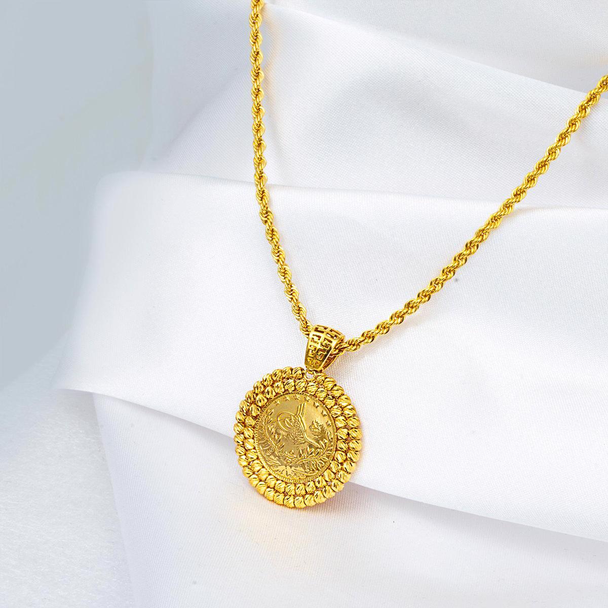 Top Altınlı Yarım Reşat 22 Ayar Altın Kolye ｜ Bilezikci Reşat Altını Kolye