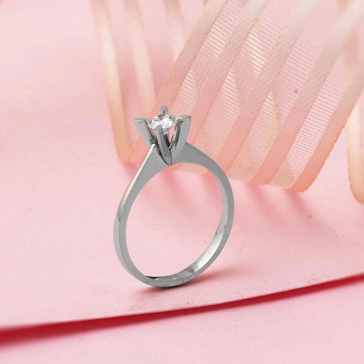 Badem Tırnak 0,26 Karat Tek Taş Pırlanta Yüzük ｜ Zer Diamond Tektaş ...