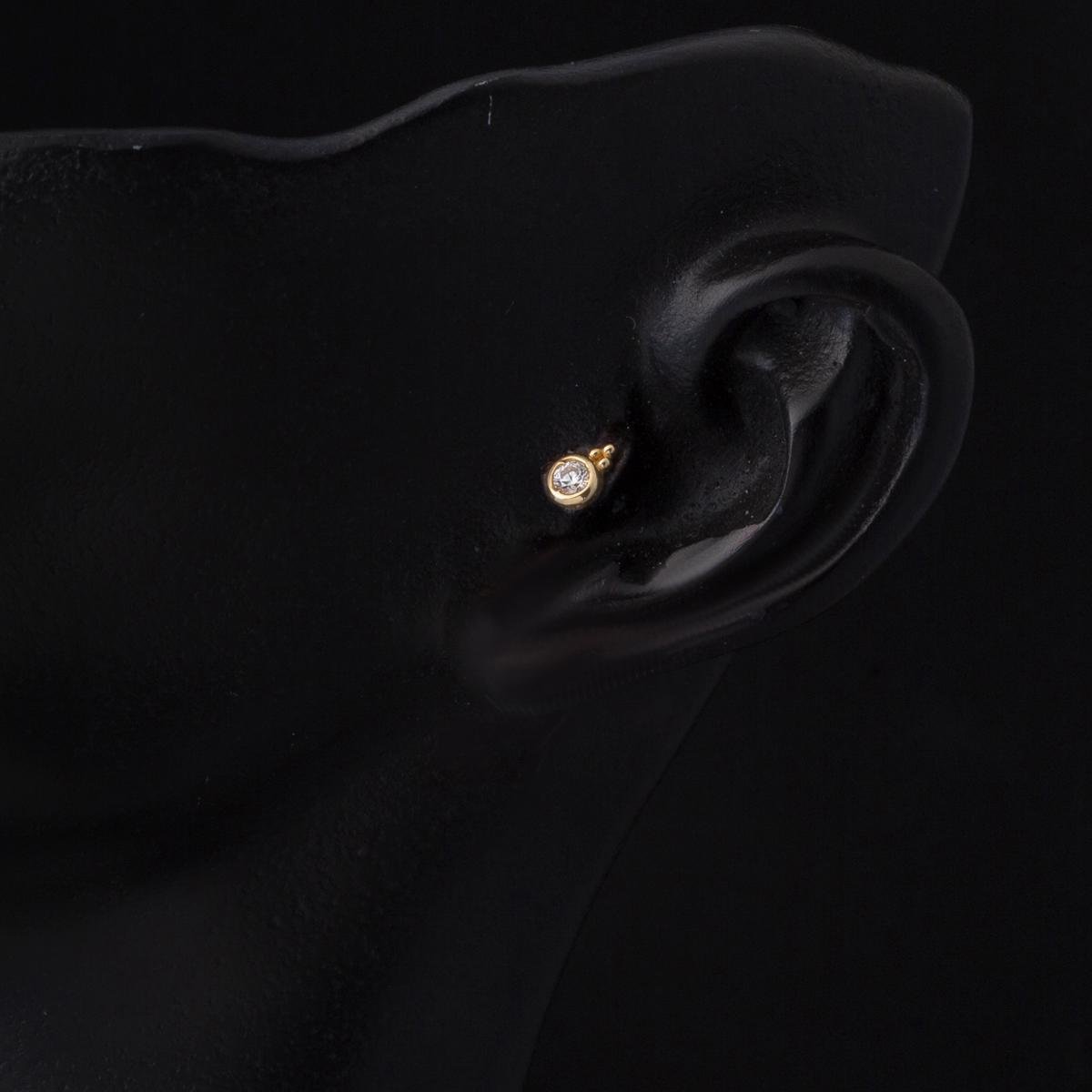 14 Ayar Altın Göz Tektaş Tragus Küpe ｜ Bilezikci Piercing