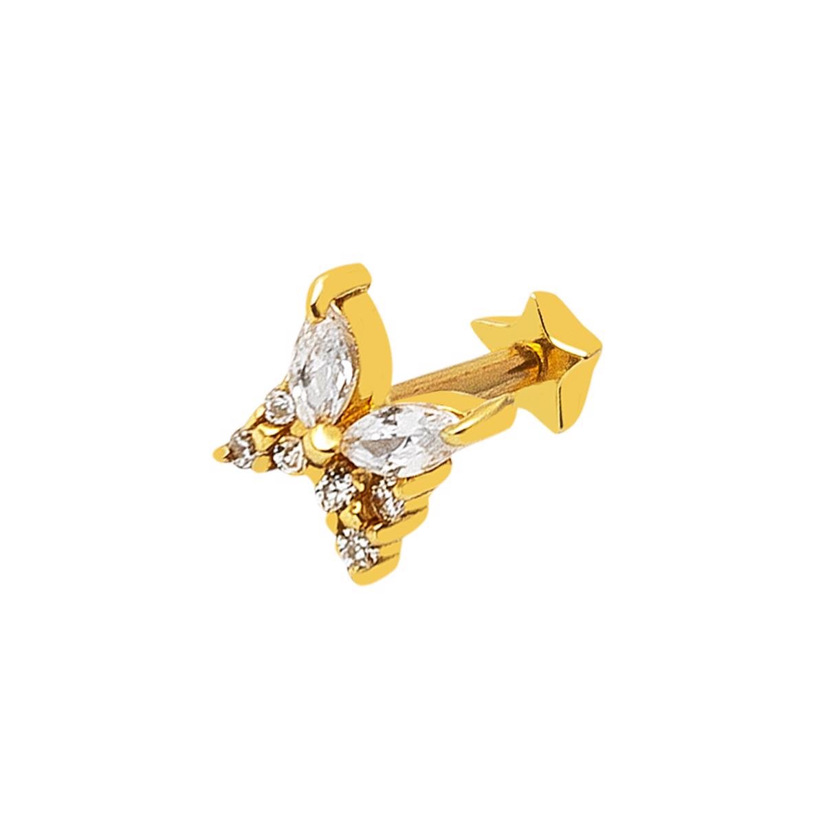 14 Ayar Altın Kelebek Tragus Küpe ｜ Bilezikci Piercing