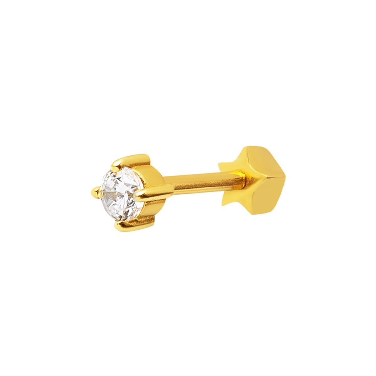 14 Ayar Altın Tektaş Tragus Küpe ｜ Bilezikci Piercing