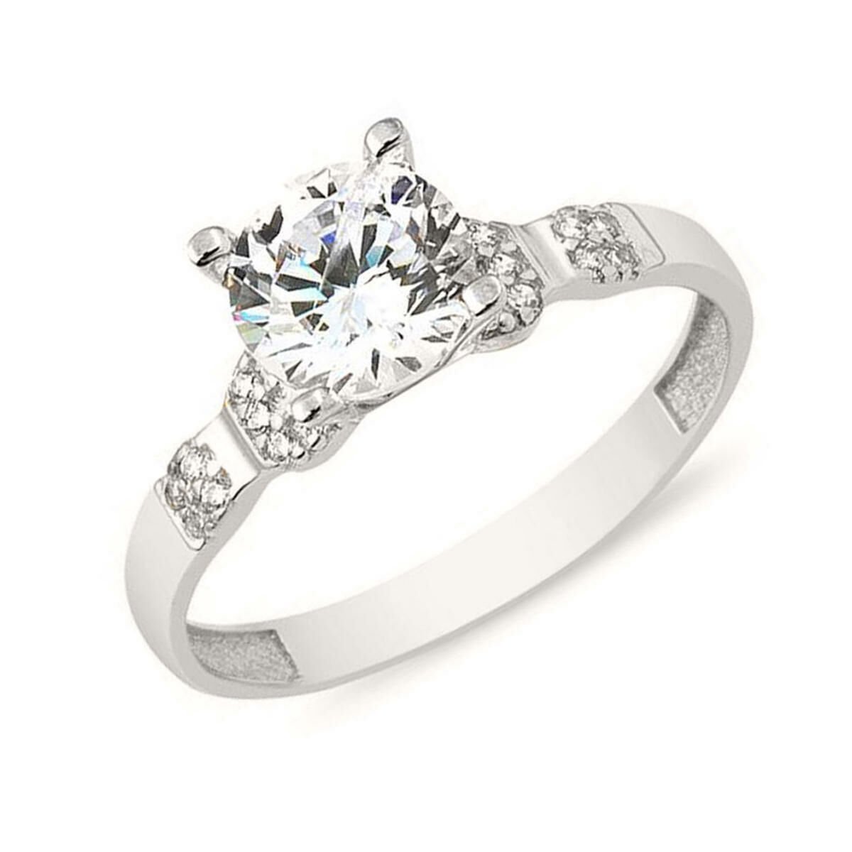 Tek Taş 14 Ayar Beyaz Altın Yüzük ｜ Bilezikci Tektaş Yüzük