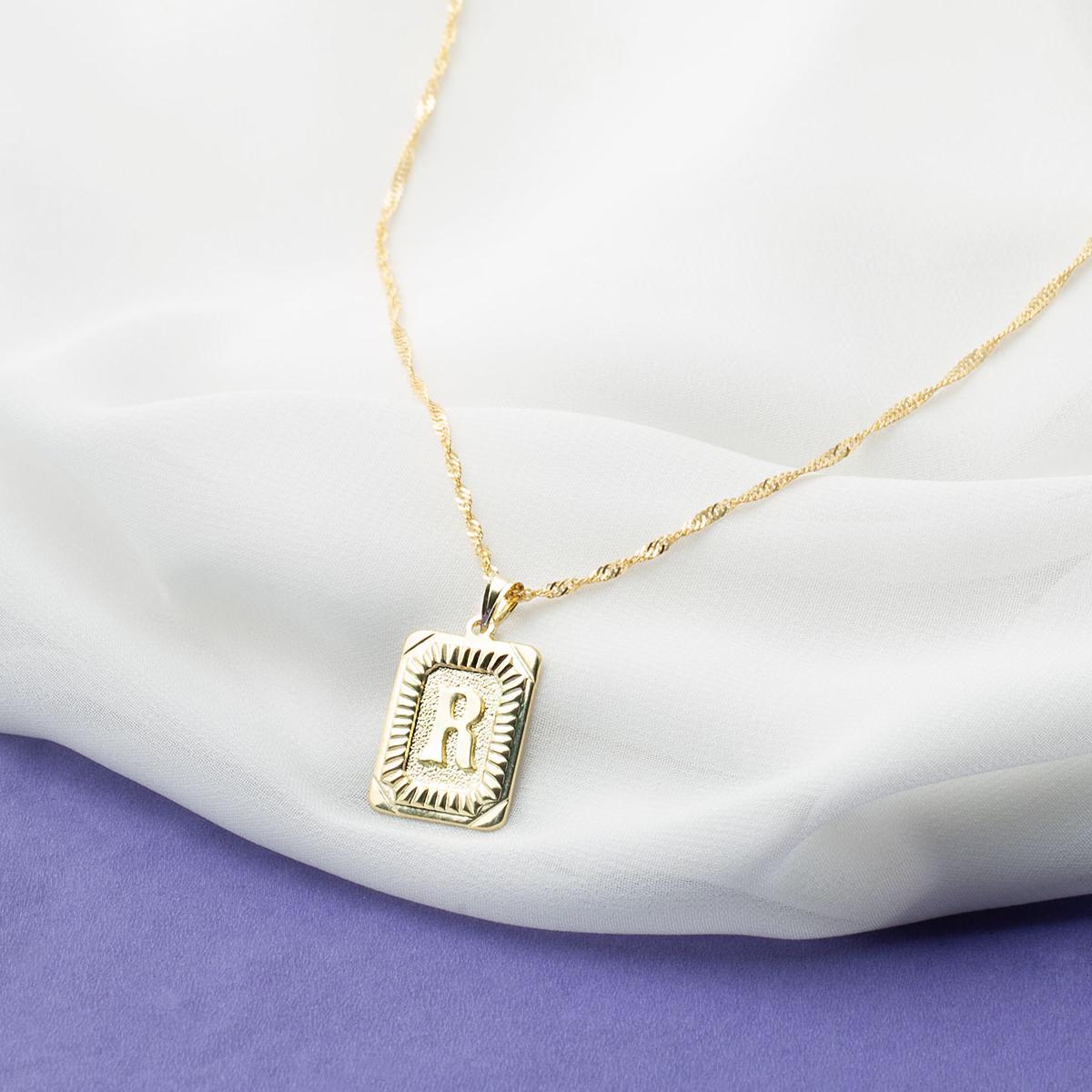 R Harfi Vintage Altın Kolye ｜ Bilezikci Harf Kolye