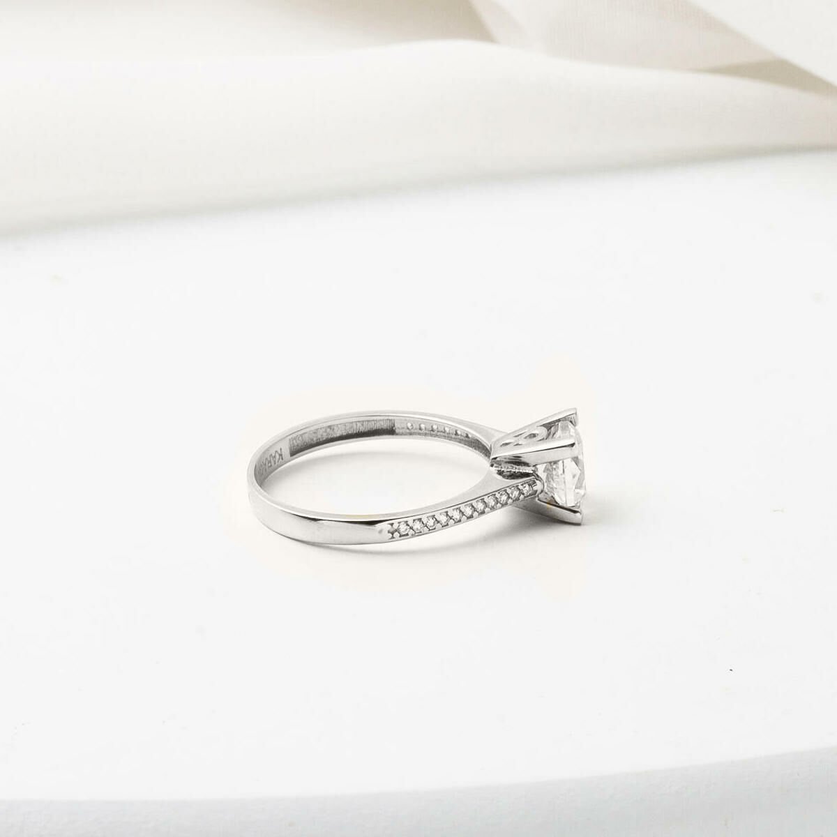 Beyaz Altın Tek Taş Yüzük 14 Ayar ｜ Bilezikci Tektaş Yüzük