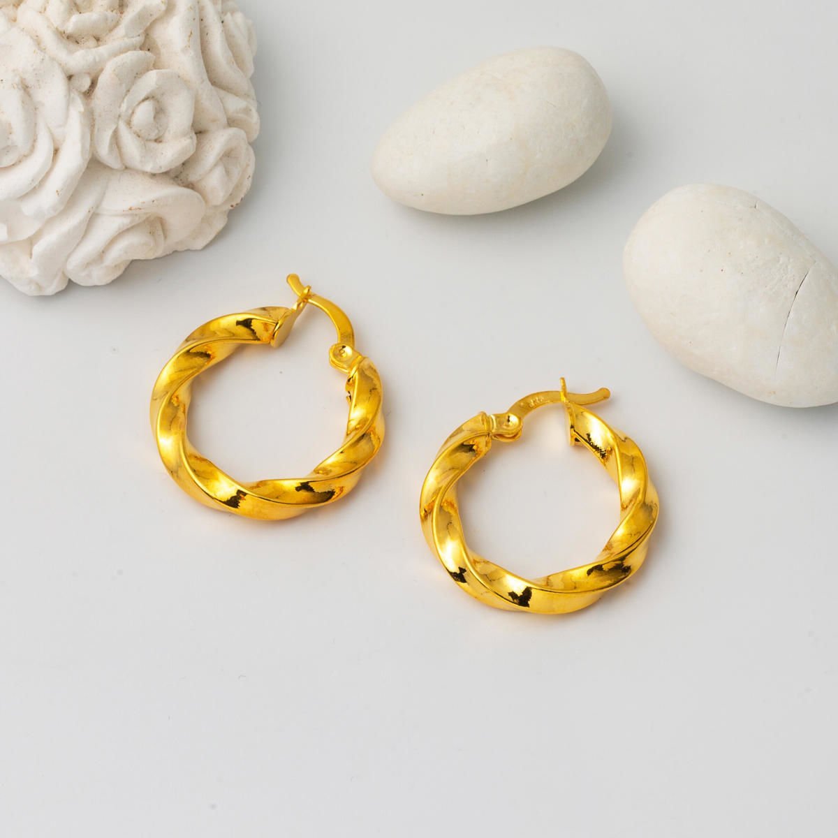 22 Ayar 2,5 cm. Çaplı Burma Halka Altın Küpe ｜ Bilezikci 22 Ayar Halka Küpe