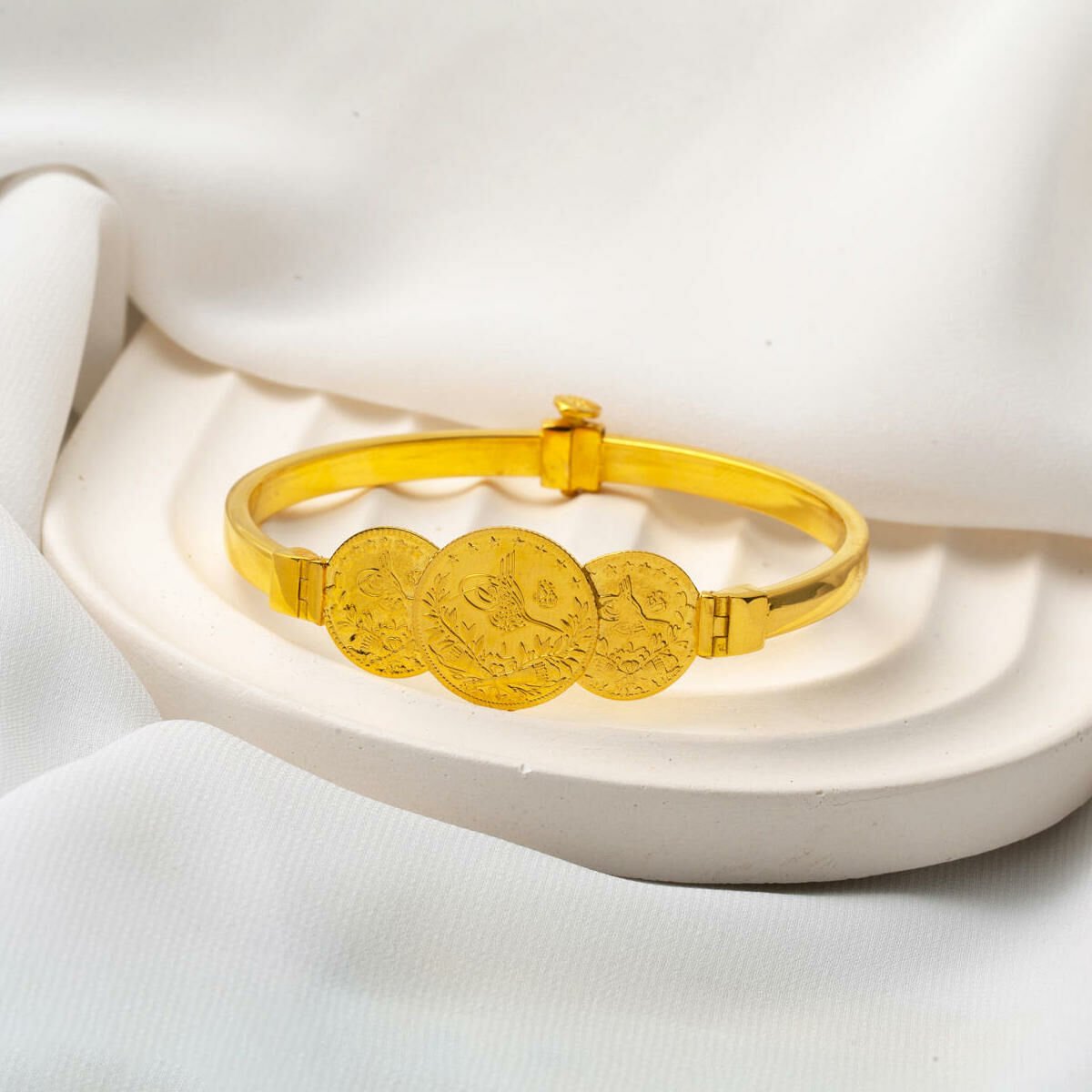 Çeyrek Ve Yarım Reşatlı 14 Ayar Altın Kelepçe Bileklik ｜ Bilezikci ...
