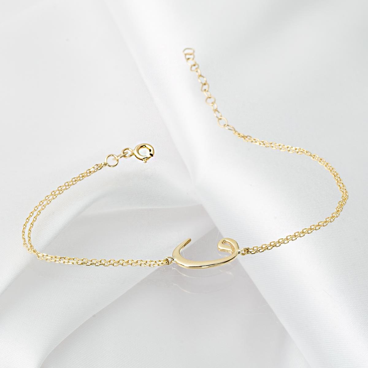 Vav Harfi 14 Ayar Altın Bileklik ｜ Bilezikci Harf - İsim Künyeleri