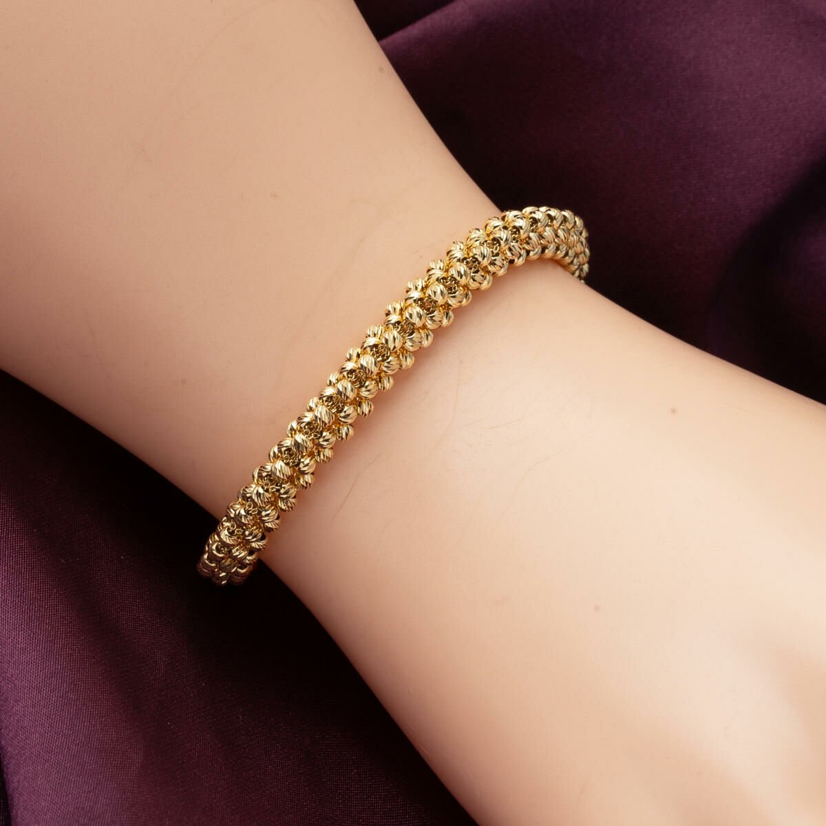 14 Ayar Sarı Altın Örgü Dorika Bileklik ｜ Bilezikci Dorika Toplu Bileklik