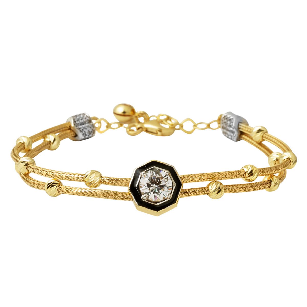 Dorika Tek Taş 14 Ayar Örgü Altın Bileklik ｜ Bilezikci Dorika Toplu Bileklik