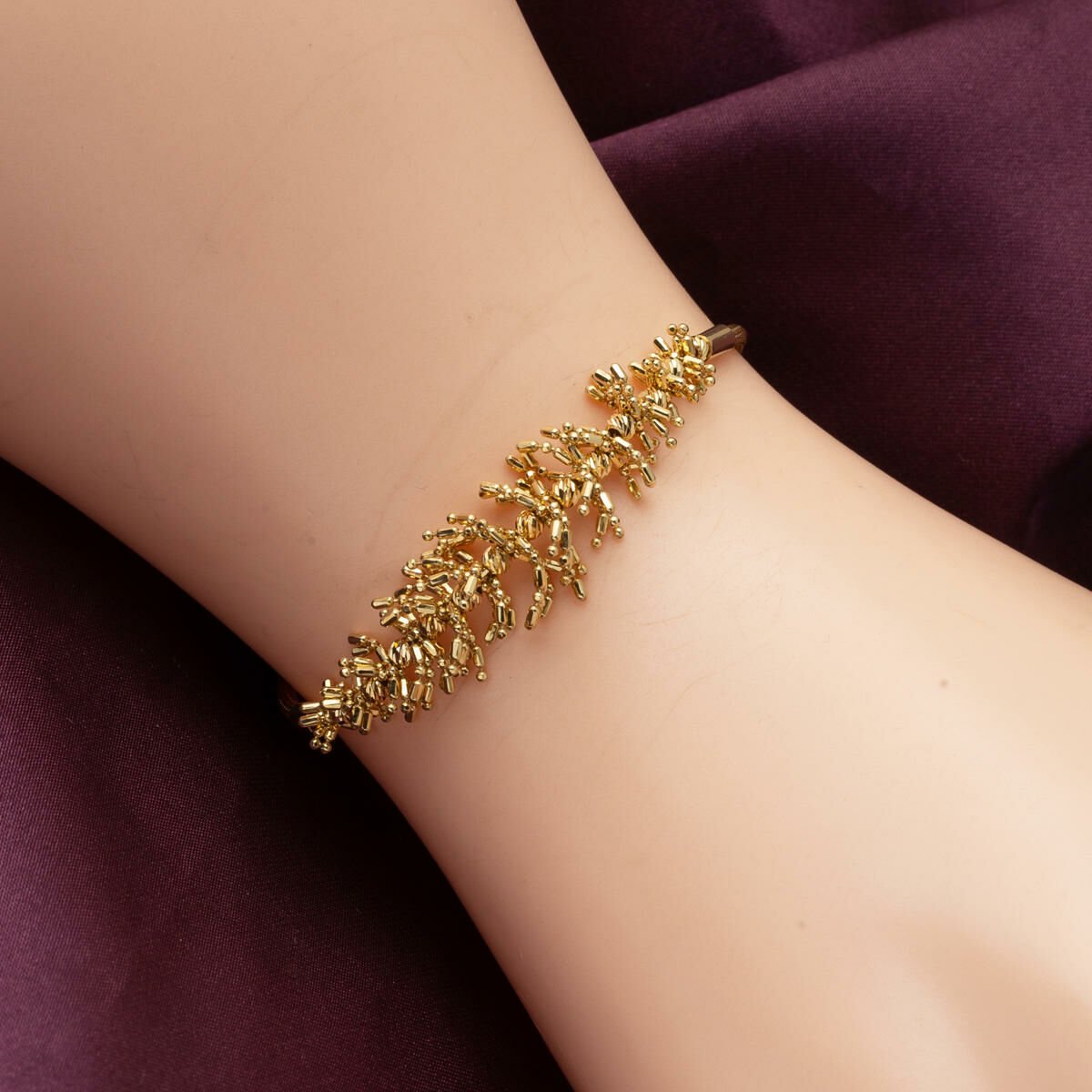 14 Ayar Kalze Zincirli Palmiye Altın Bileklik ｜ Bilezikci Dorika Toplu Bileklik