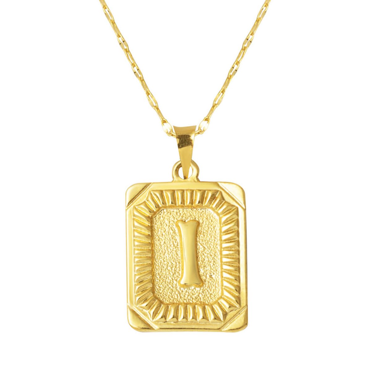 14 Ayar Altın I Harf Kolye Kare Plakalı ｜ Bilezikci Harf Kolye