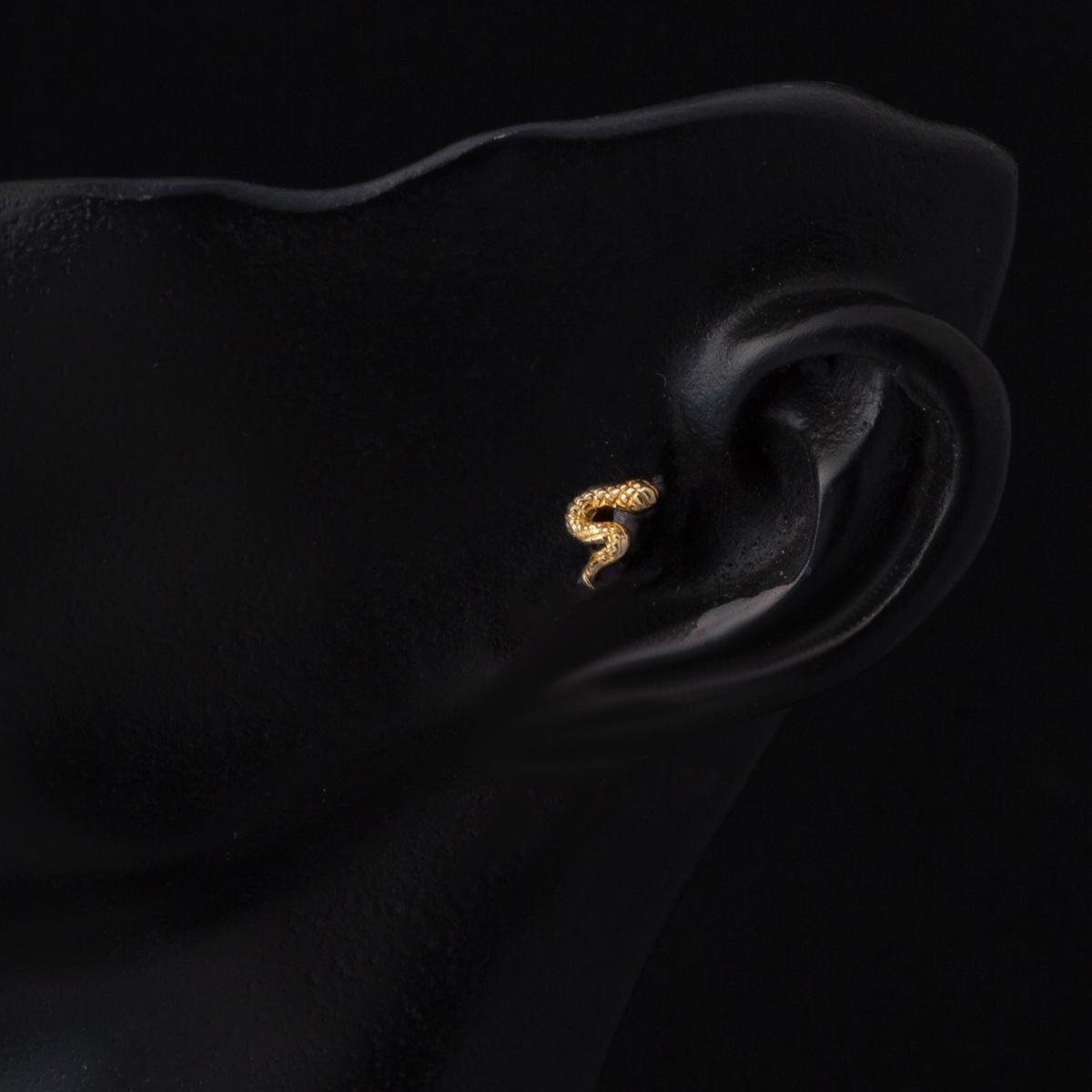 Yılan 14 Ayar Altın Tragus Küpe ｜ Bilezikci Piercing