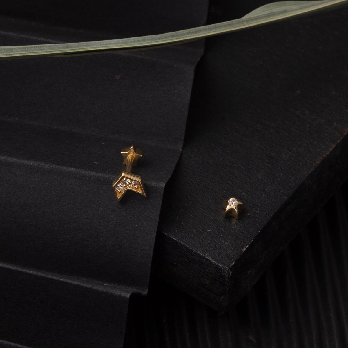 Yön 14 Ayar Altın Tragus Küpe ｜ Bilezikci Piercing