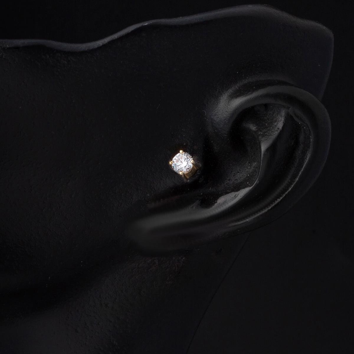 Tektaş 14 Ayar Altın Tragus Küpe ｜ Bilezikci Piercing