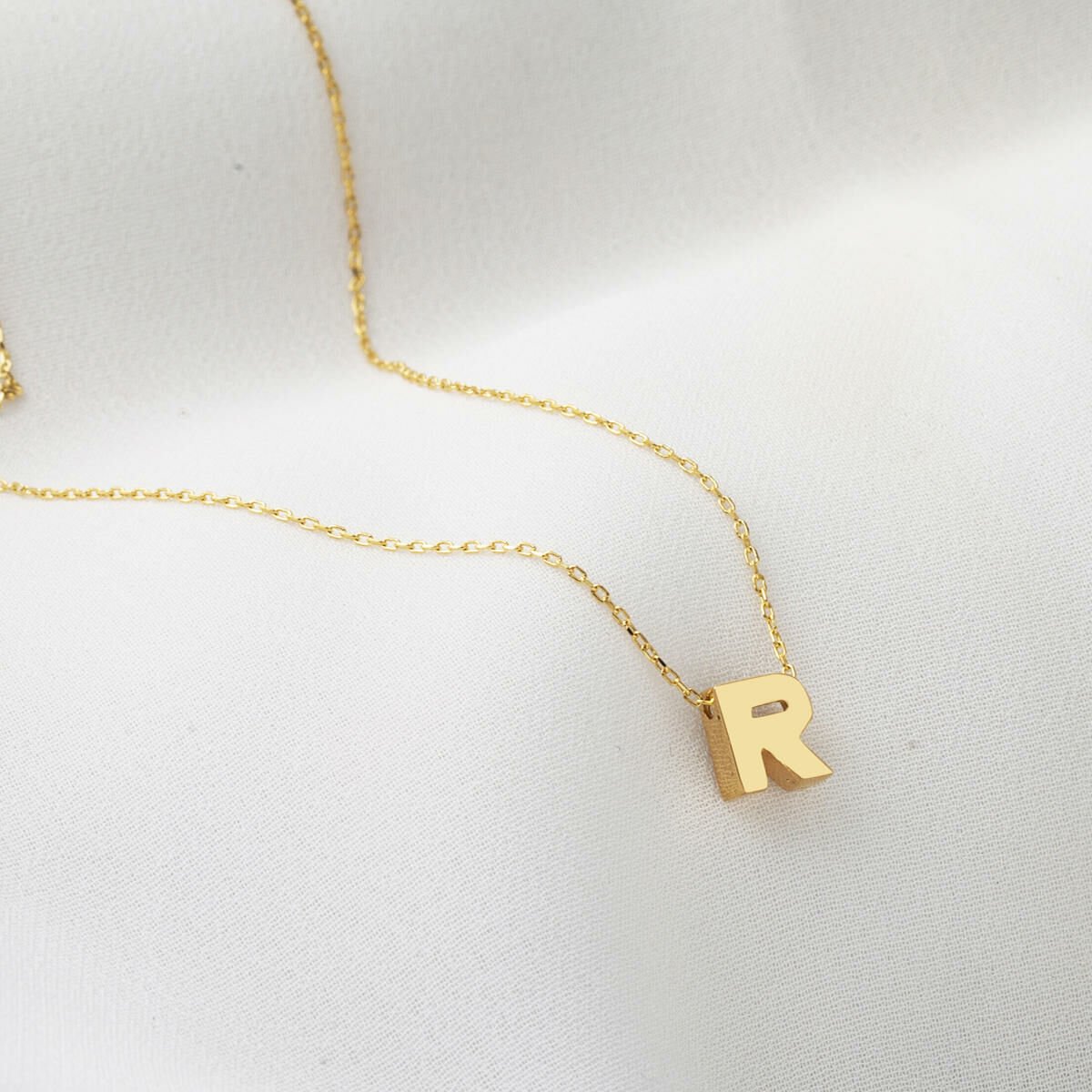 R Harfi 14 Ayar Altın Taşsız Minimal Harf Kolye ｜ Bilezikci Harf Kolye